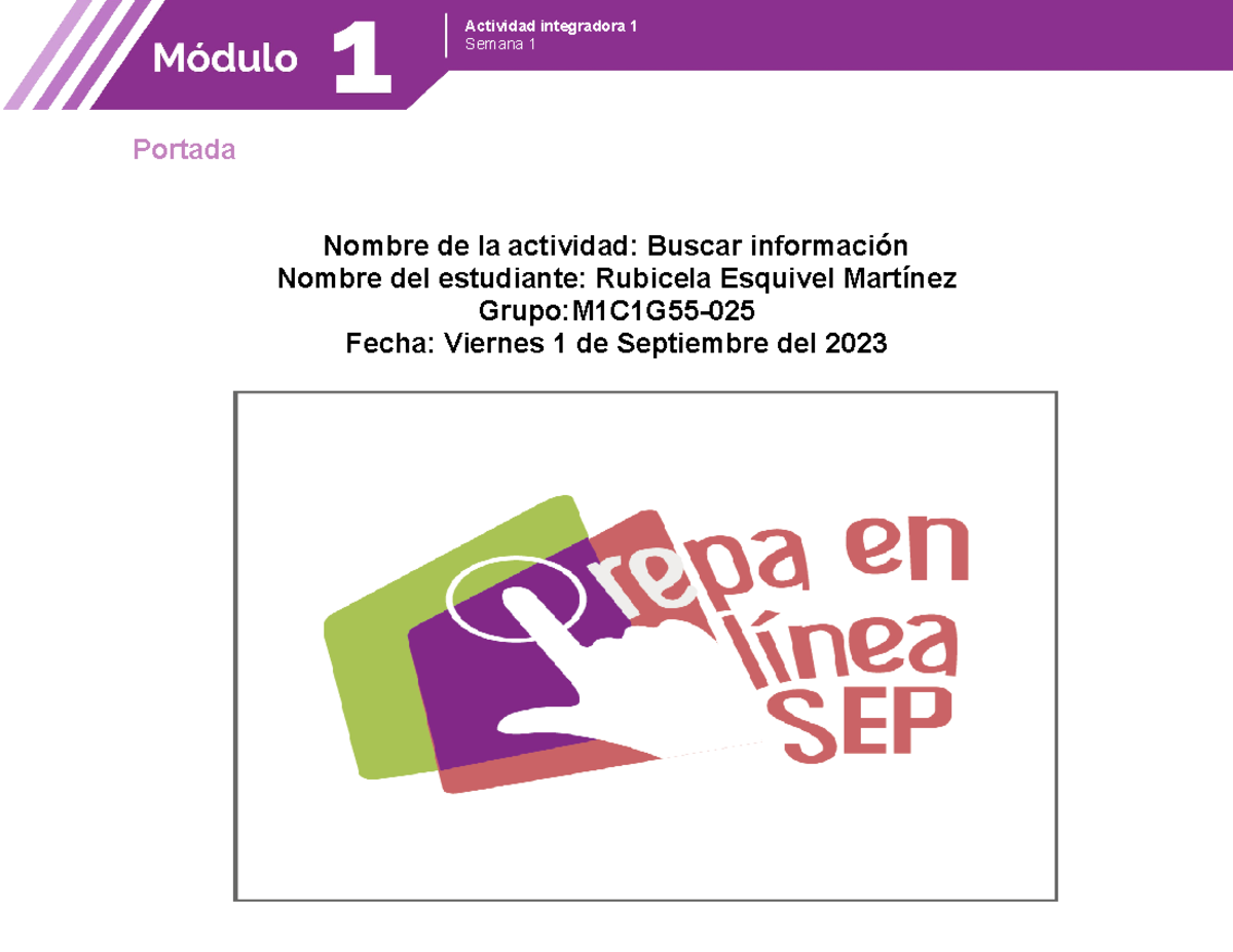 Esquivel Rubi M01S1AI1 - Semana 1 Portada Nombre de la actividad ...