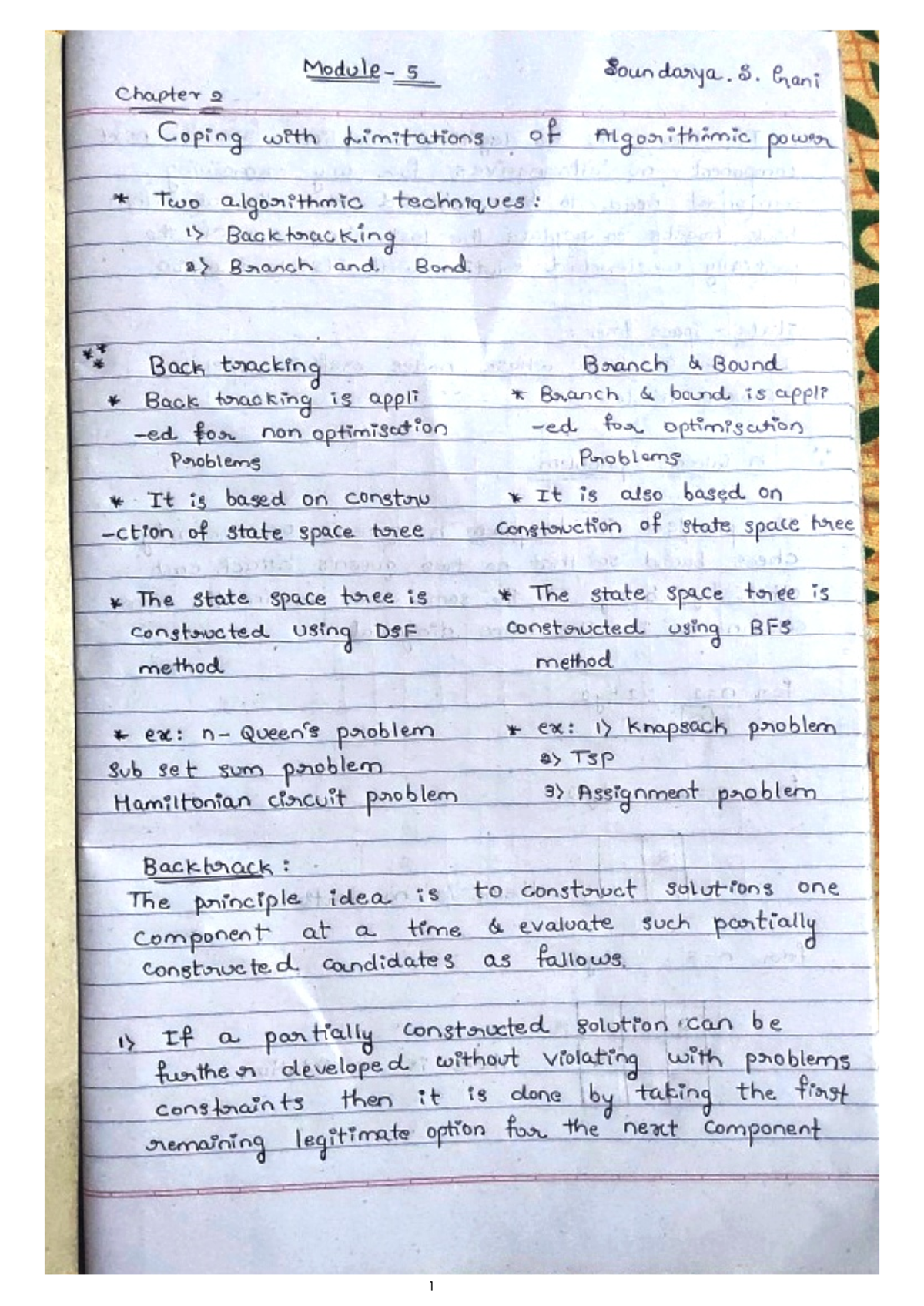 ADA MOD 5 - Ada module 5 notes - Module 5 soundarya. 3. Gani Chapter 2 ...