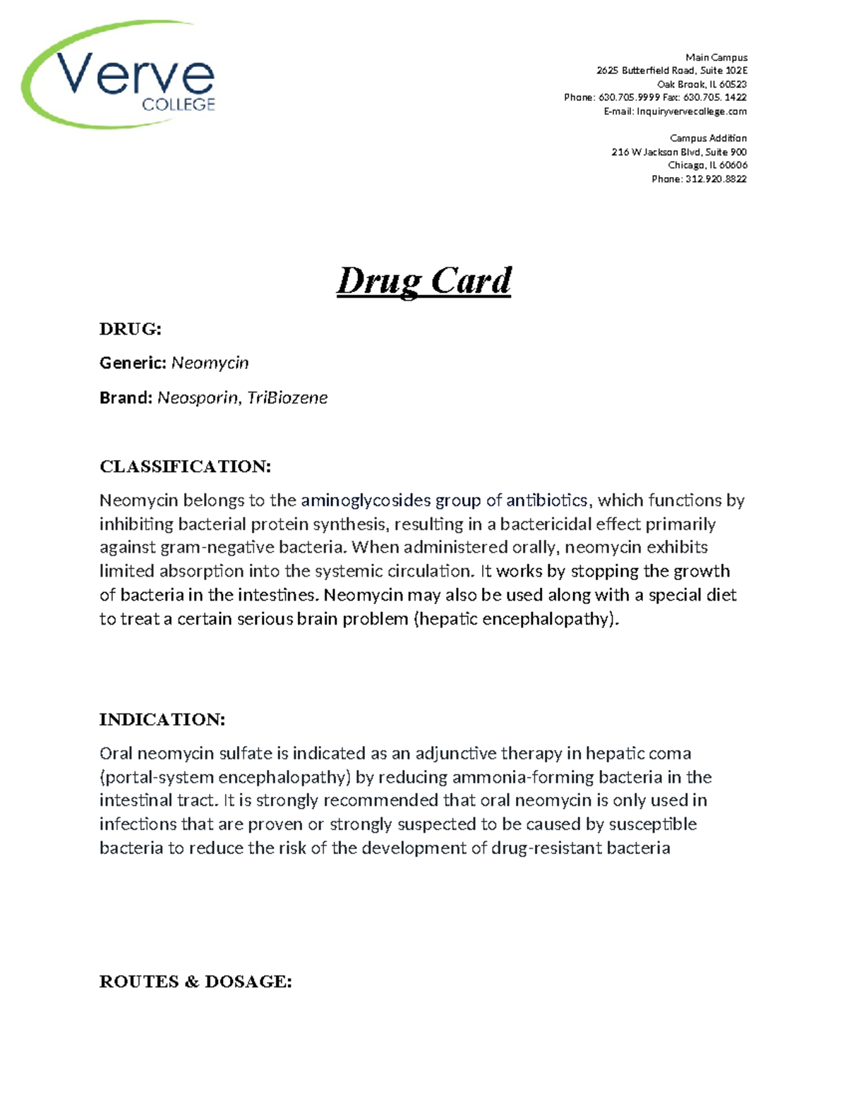 Neomycin DC - Drug card - Main Campus 2625 Butterfield Road, Suite 102E ...