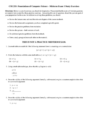 Hw2 problems - Homework 2 CSE 215: Foundations of Computer Science State University of New York ...