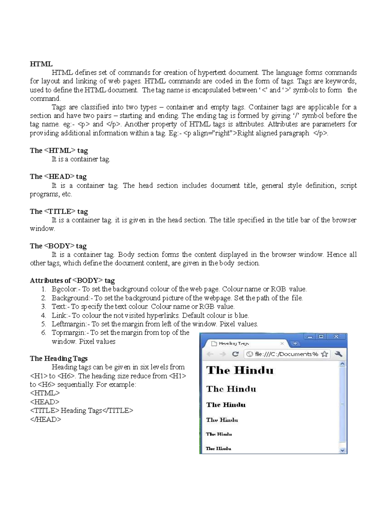 Module%20I-OPEN - Its related to human rights - HTML HTML defines set of commands for creation ...