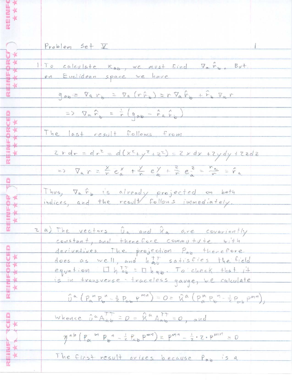 General Relativity - Problem set 5 (solution) - PHY 6938 - Studocu