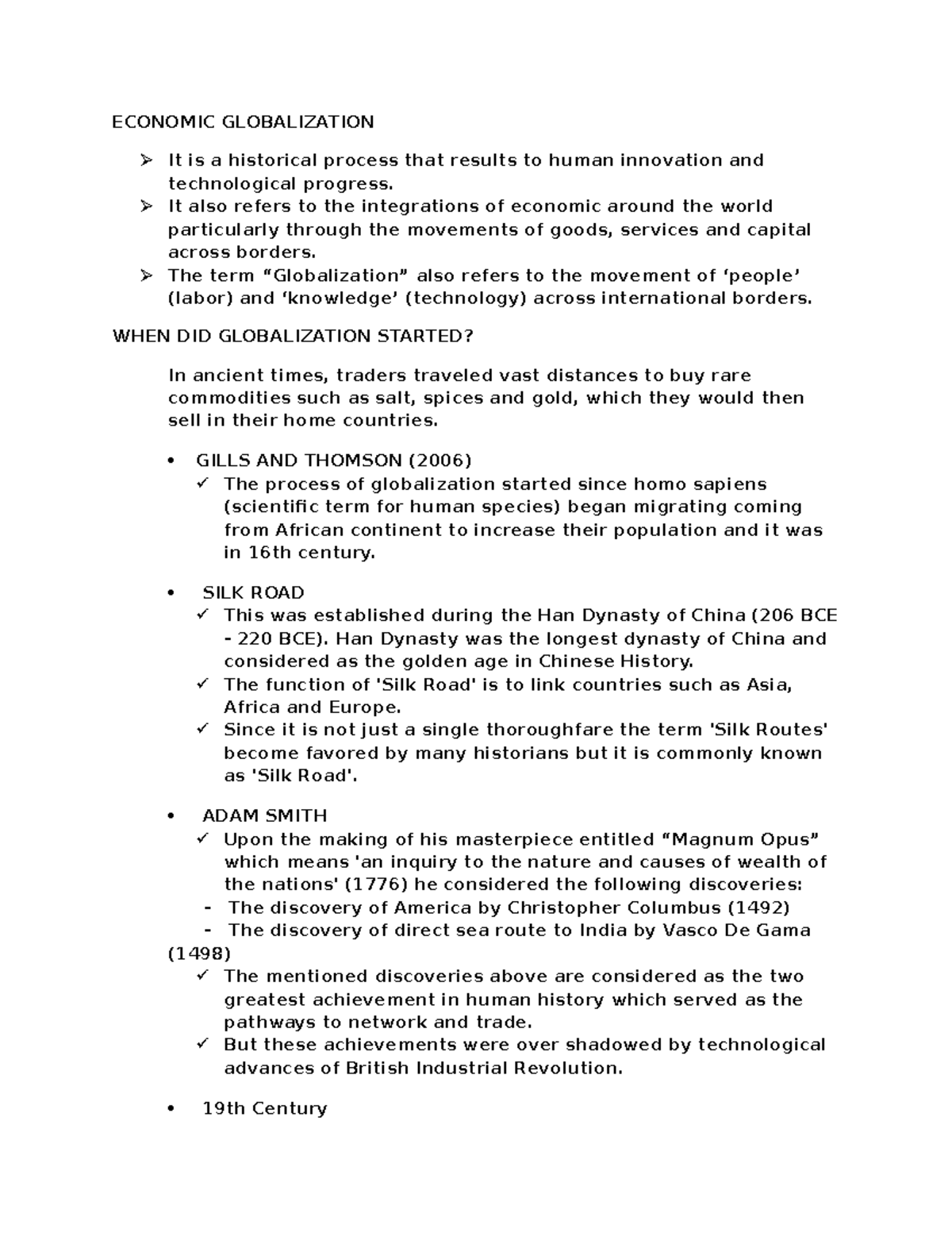 Contemporary Chapter I Part 1 - ECONOMIC GLOBALIZATION It is a ...