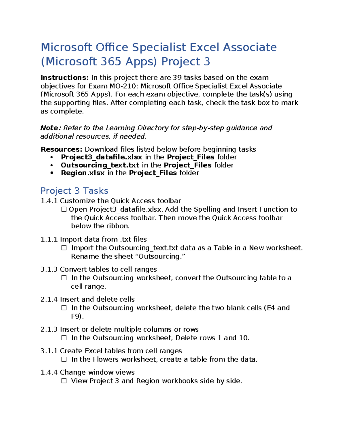 Excel Project 3 - ssdjehbcdhjec - Microsoft Office Specialist Excel ...