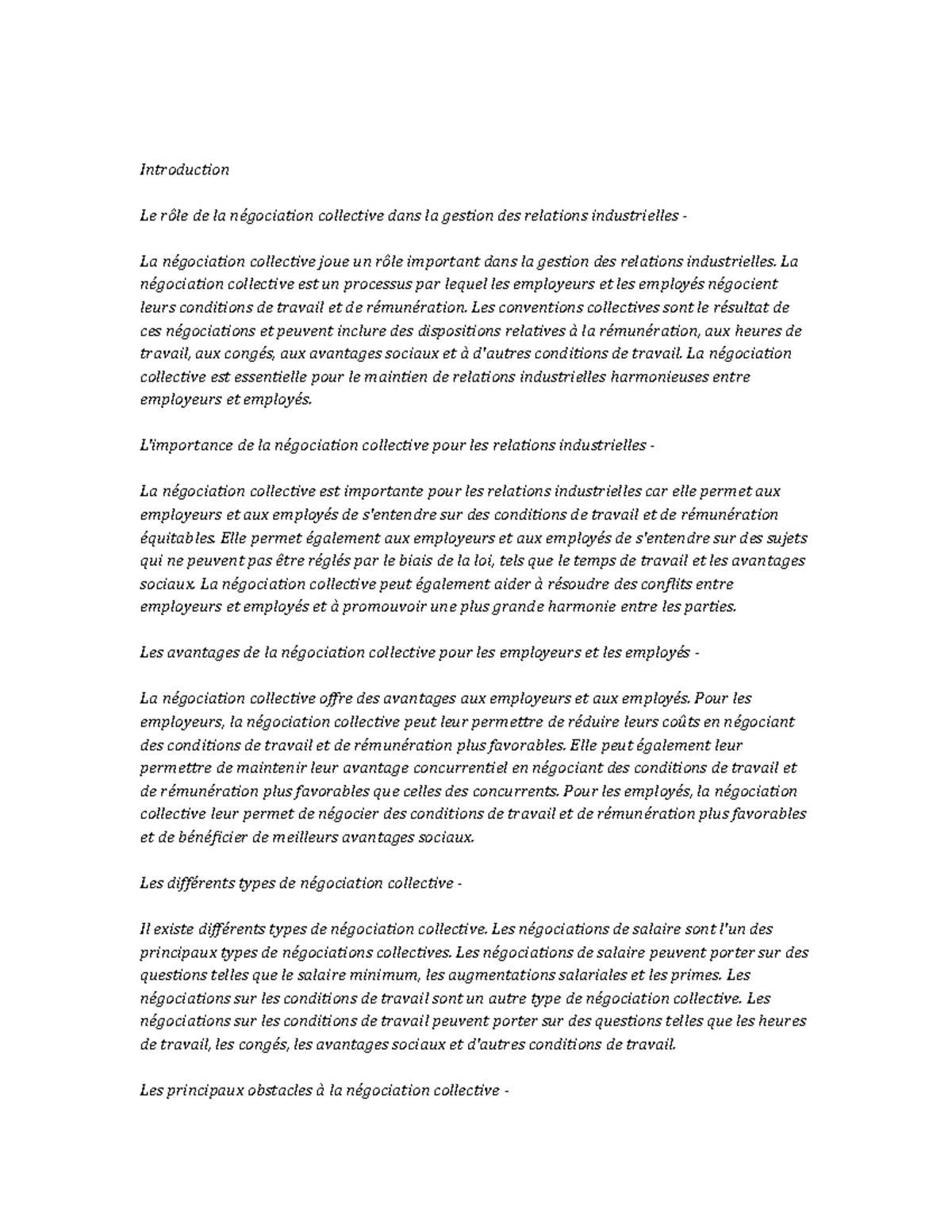 Industrial Relations and Collective Bargaining note study ...