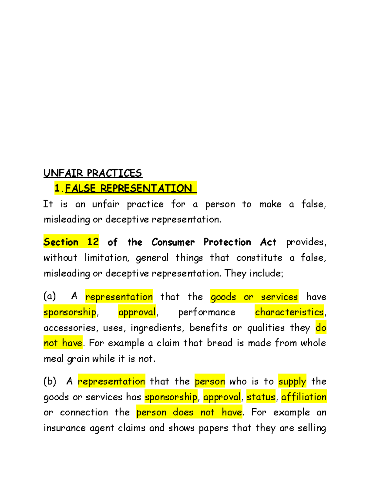 Week 3 & 4 (Unfair Practices, group 1) - UNFAIR PRACTICES 1 ...