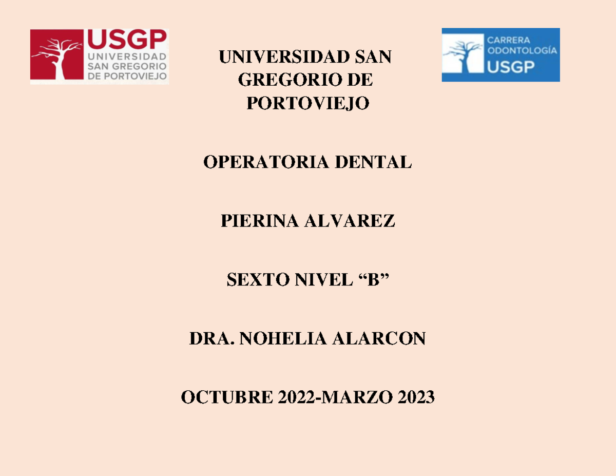 Caries - asdsaf - UNIVERSIDAD SAN GREGORIO DE PORTOVIEJO OPERATORIA ...