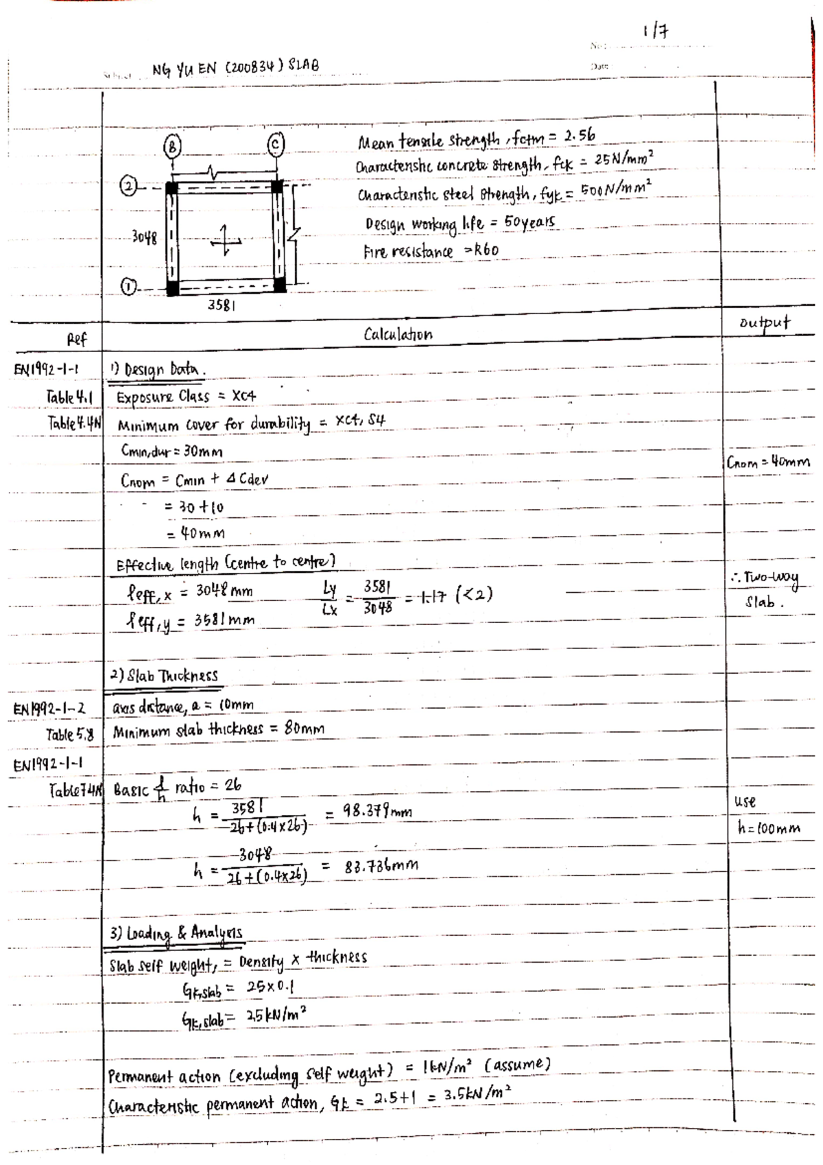 slab manual calculation - Reinforced Concrete Structure Design - Studocu