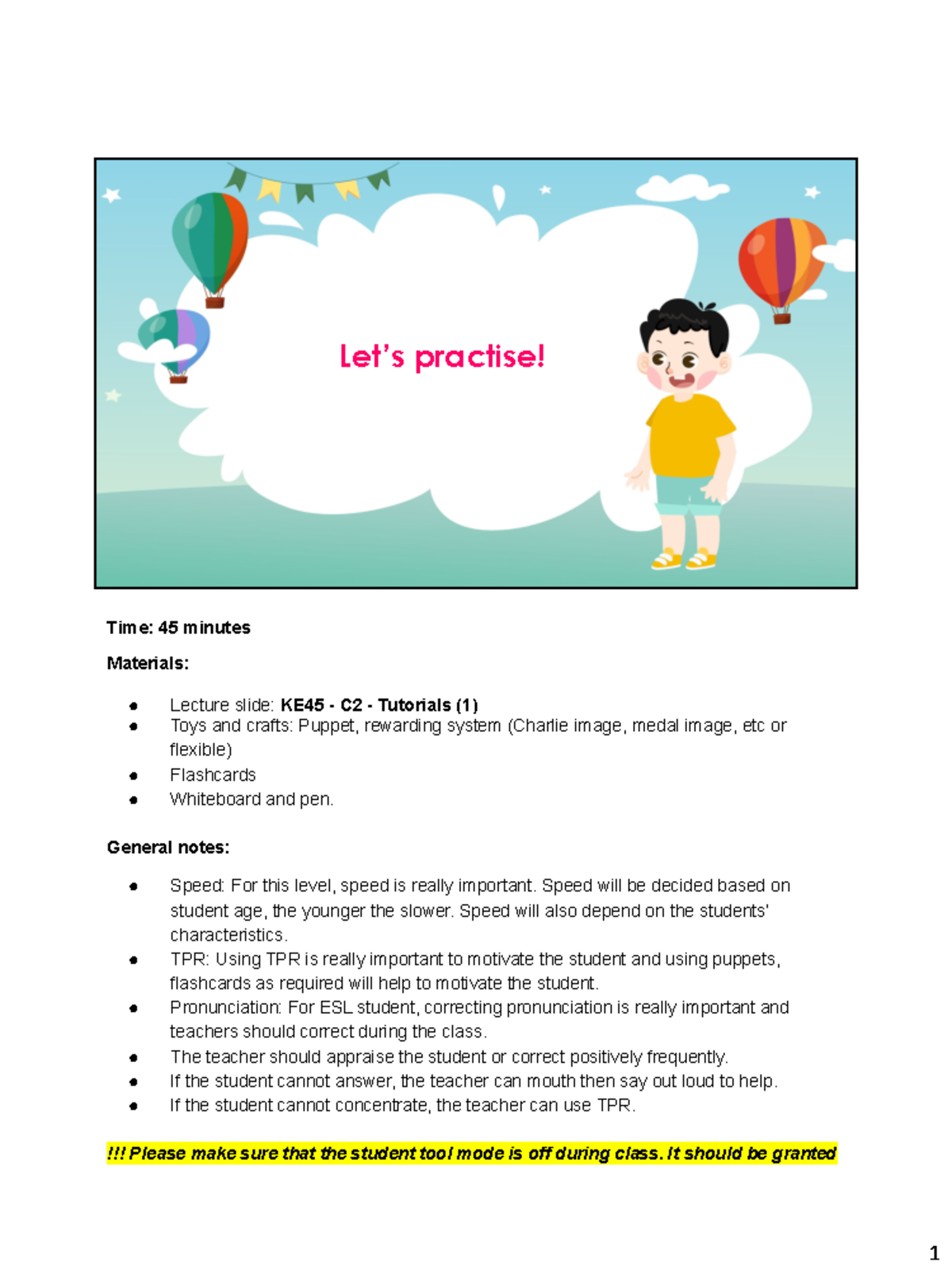 A7 199 - English document - Let’s practise! Time: 45 minutes Materials ...