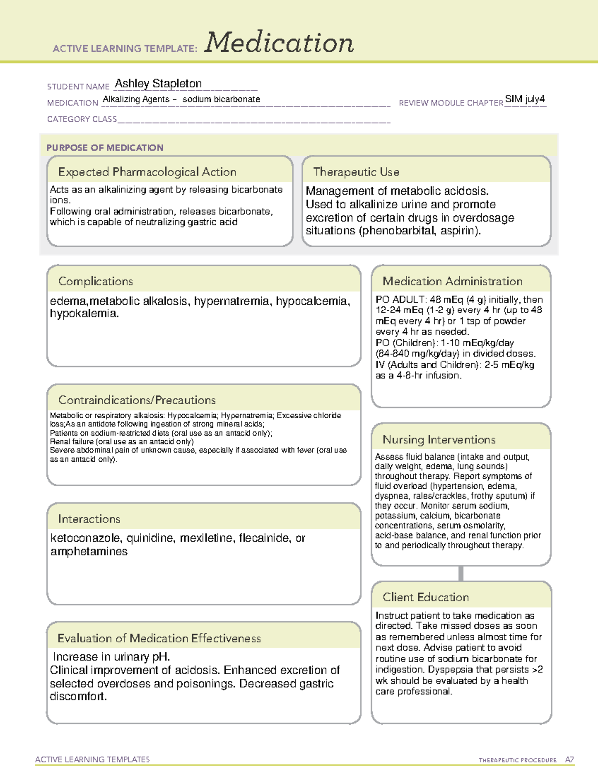 Sodium bicarbonate - lab - ACTIVE LEARNING TEMPLATES TherapeuTic ...