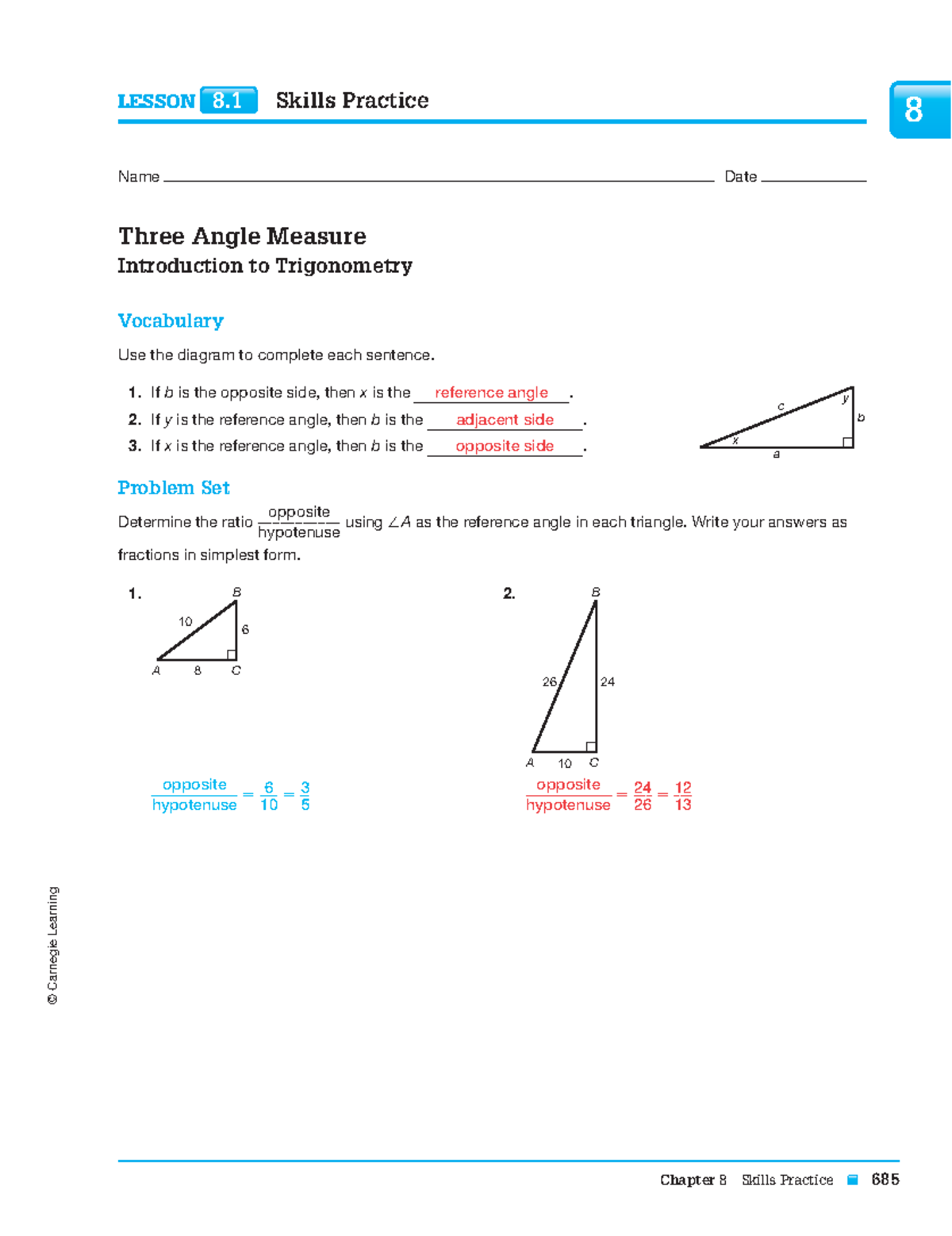 Math II Teachers Skills Practice Chapter 08 - © Carnegie Learning 8 ...