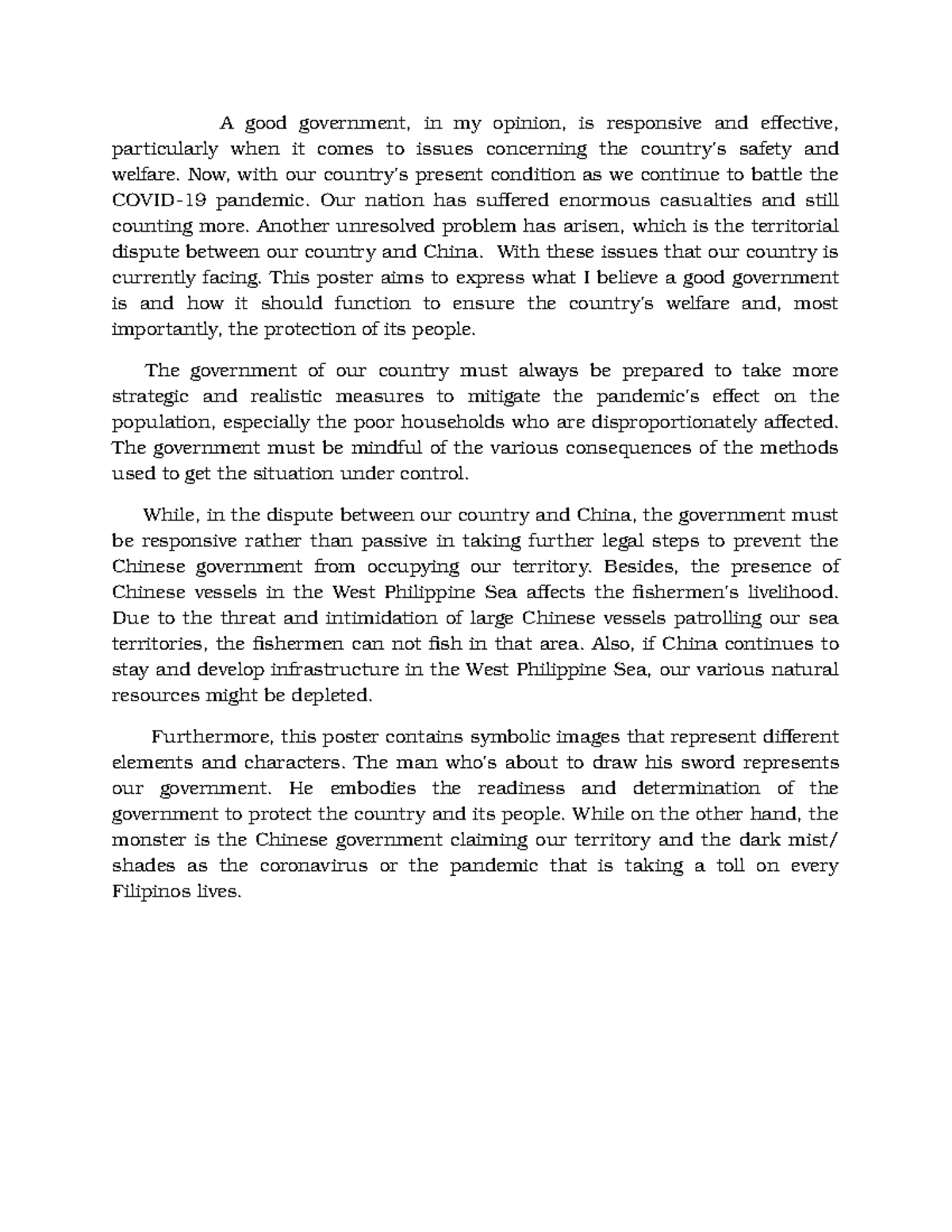 PPG Subject Poster Making - A good government, in my opinion, is ...