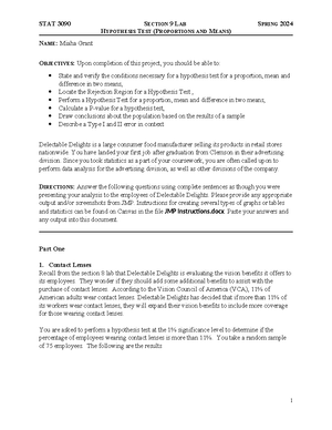 LAB 5 - Section 5 Lab - DISCRETE RANDOM VARIABLES NAME: Miaha Grant PURPOSE: This lab looks at ...