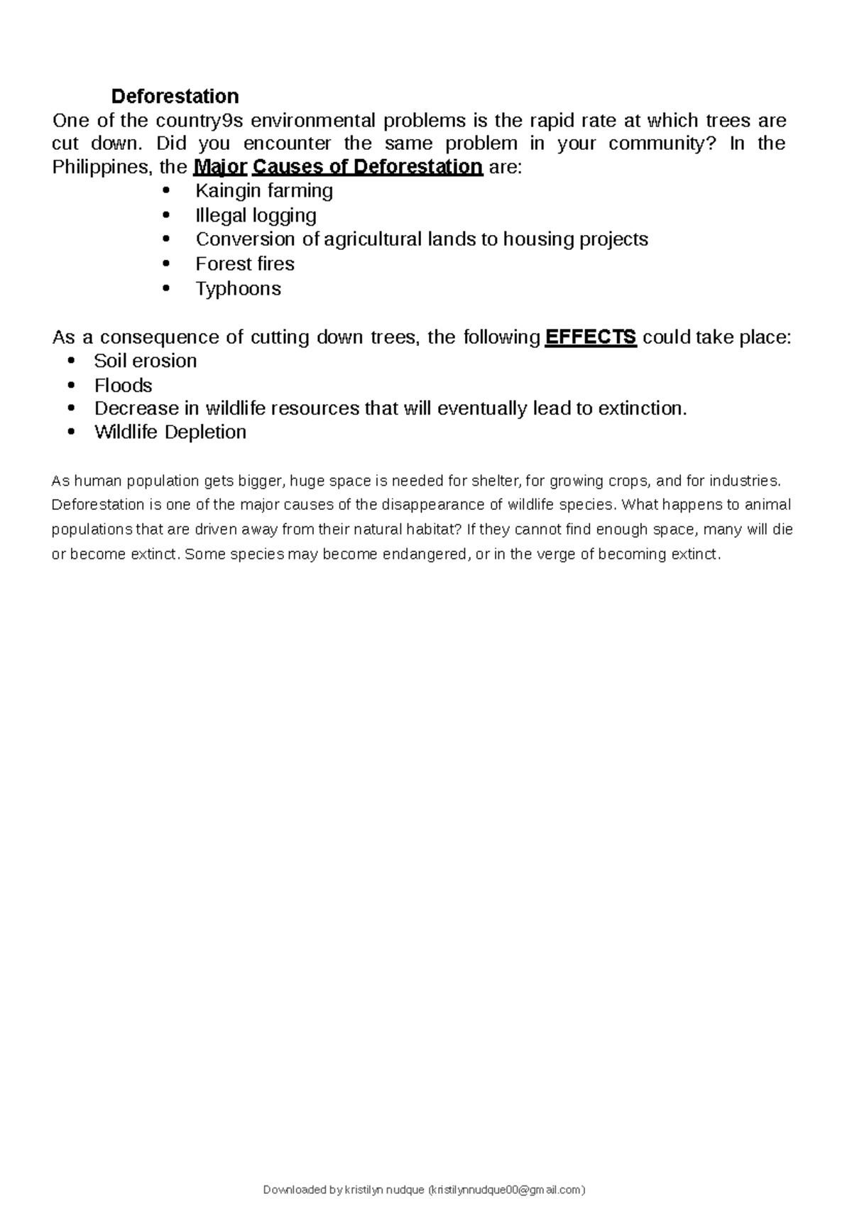 Grade-9-science-q1-set-3 - Deforestation One of the country9s ...
