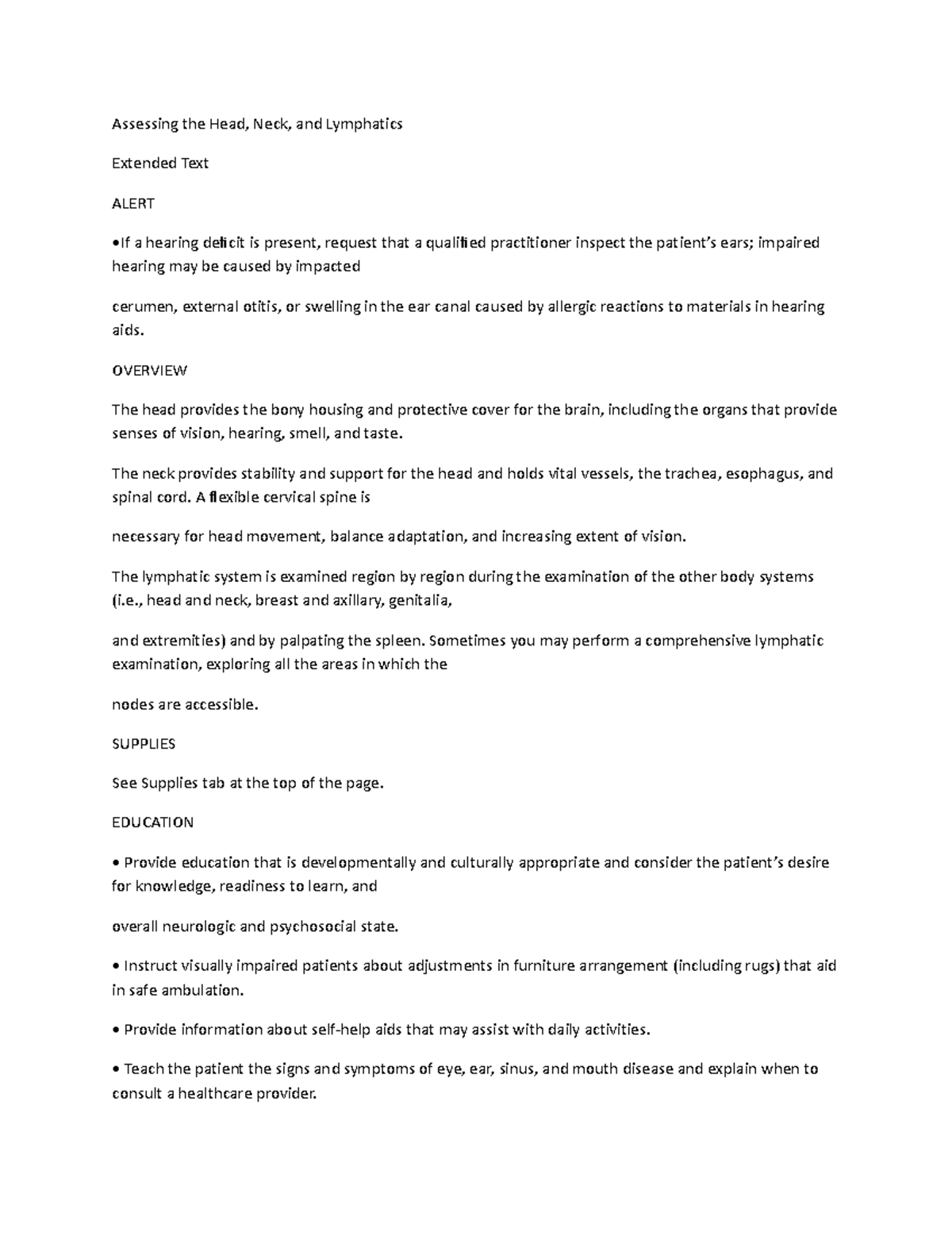 Assessing the Head - n/a - Assessing the Head, Neck, and Lymphatics ...