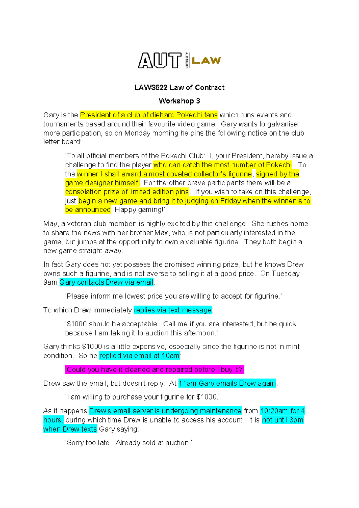 Law of Contract 2024 Notes from Lecture + Detail handwritten Notes 2024 ...