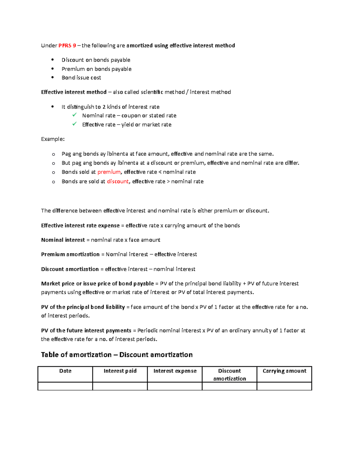 Effective interest method - o But pag ang bonds ay ibinenta at a ...