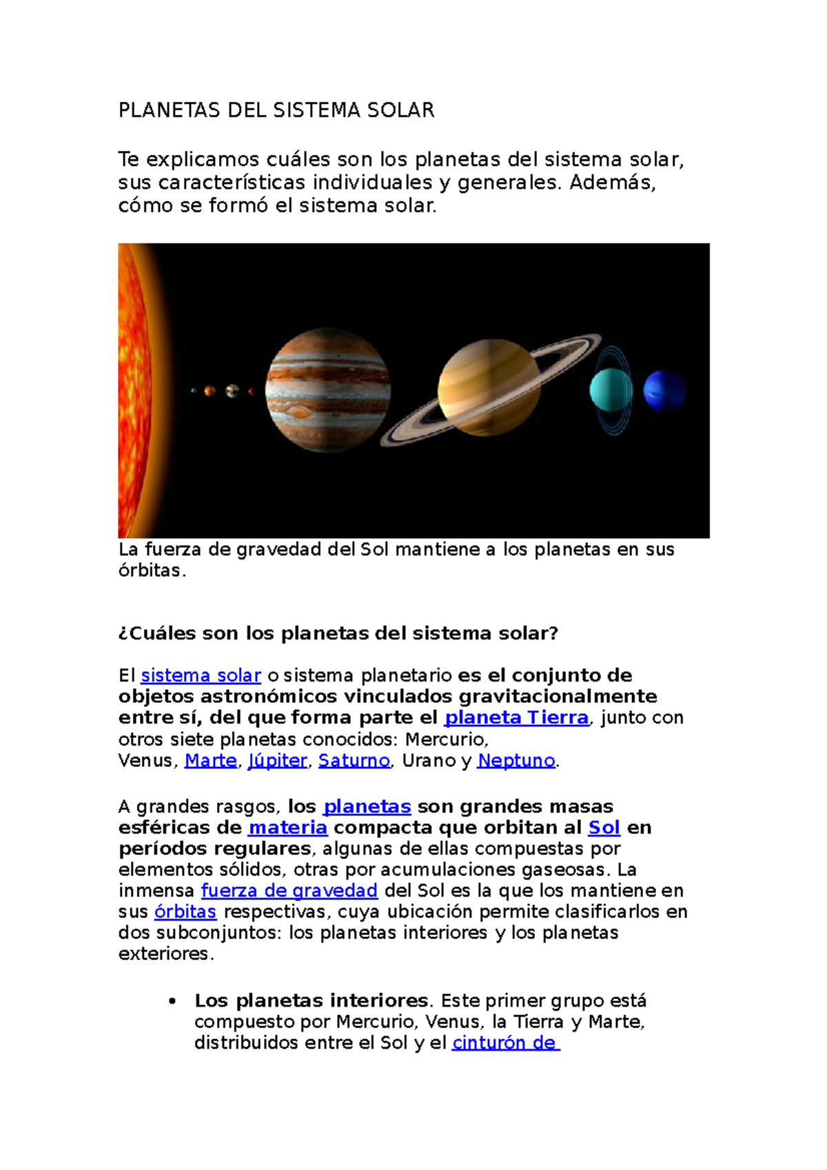 Texto Modelo - bngcv - PLANETAS DEL SISTEMA SOLAR Te explicamos cuáles ...