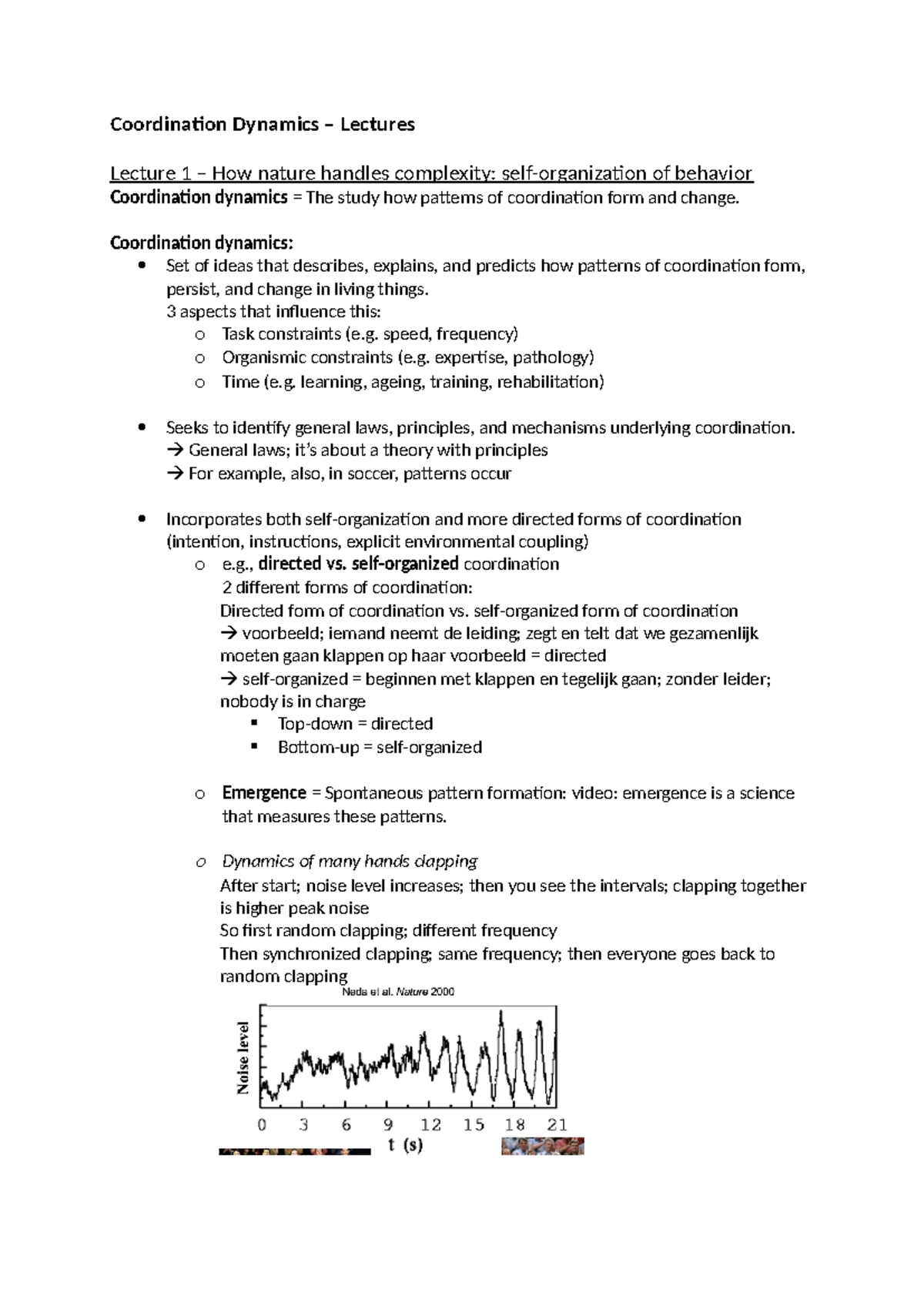 Coordination Dynamics Lectures Coordination Dynamics Lectures Lecture 1 How Nature