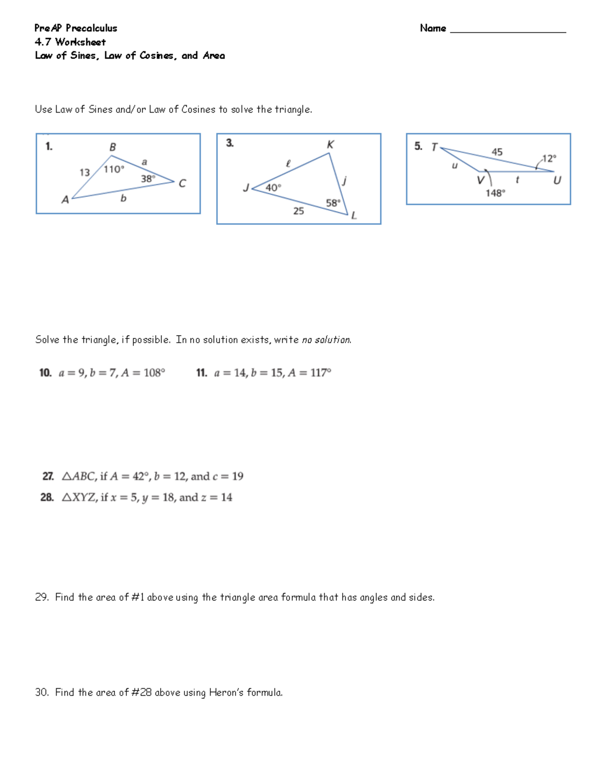 4.7 Homework - EDFN coursework - PreAP Precalculus Name ...