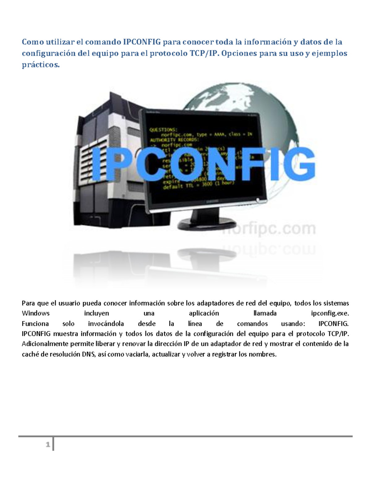 Como utilizar el comando ipconfig - Como utilizar el comando IPCONFIG ...