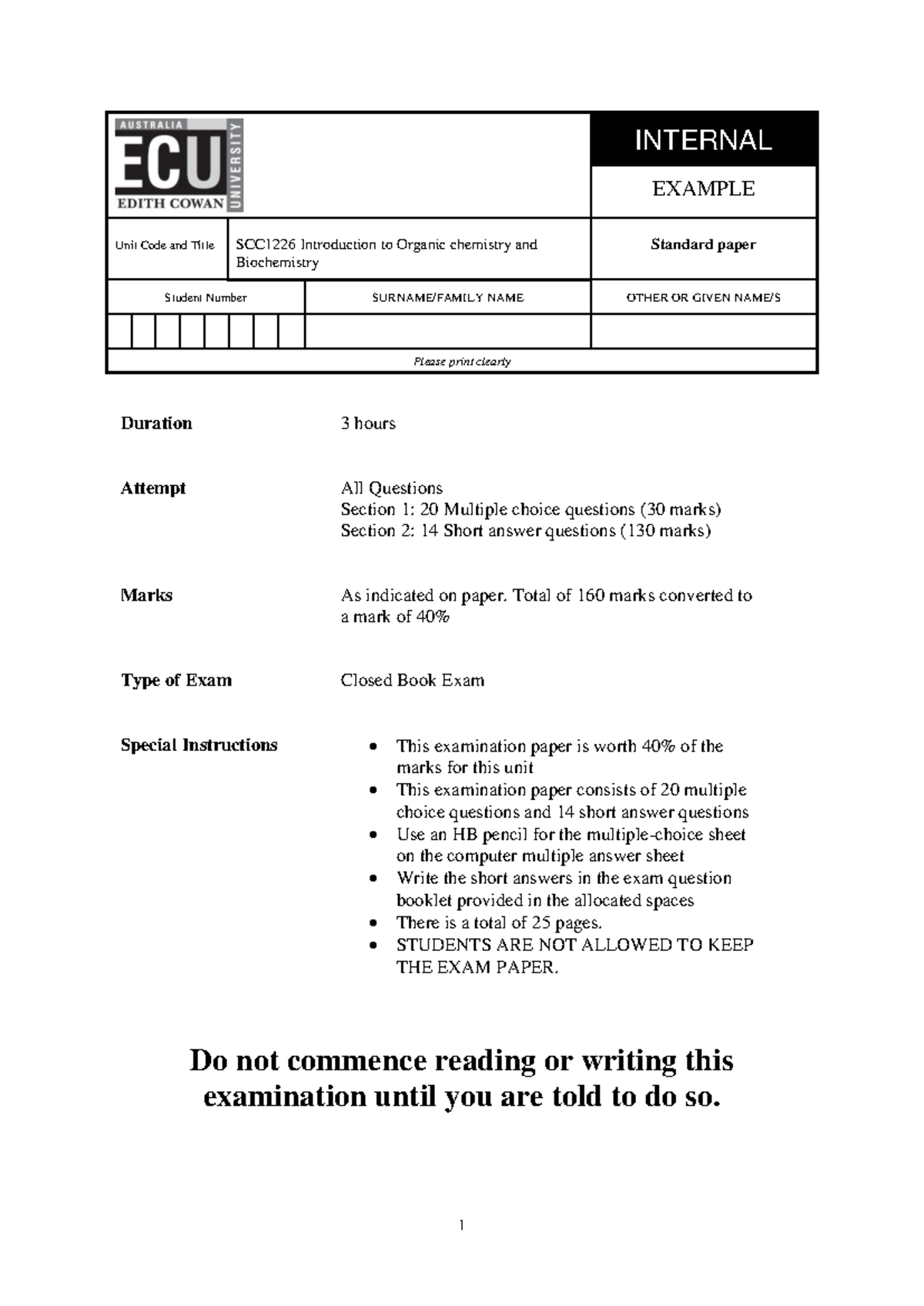 SCC1226 Final EXAM Example-3 - INTERNAL EXAMPLE Unit Code and Title ...