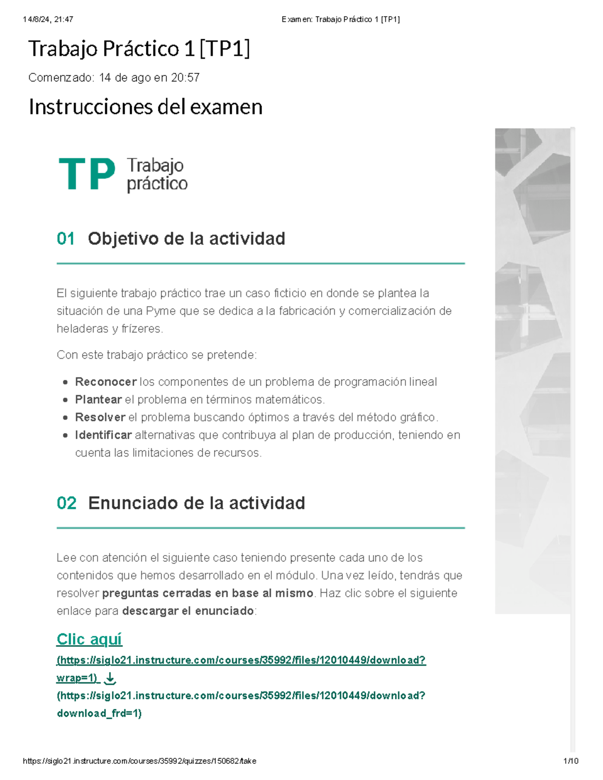 HMIV - Examen Trabajo Práctico 1 [TP1] - Trabajo Práctico 1 [TP1] Comenzado: 14 de ago en 20 ...