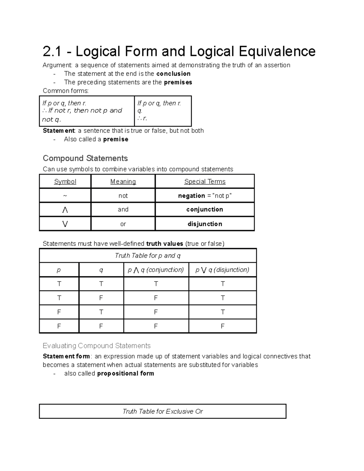 Discrete Mathematics and Applications: Section 2.1-2.4 - 2 - Logical Form and Logical ...