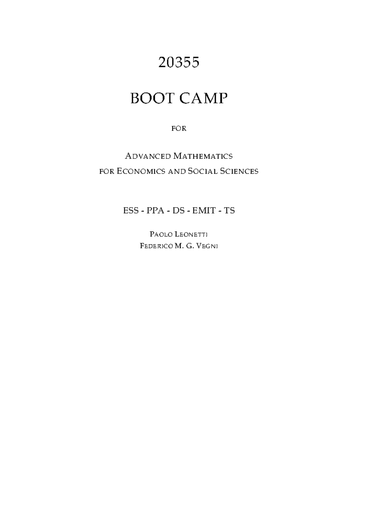 20355 BOOT CAMP with sol - 20355 BOOT CAMP FOR ADVANCEDMATHEMATICS ...