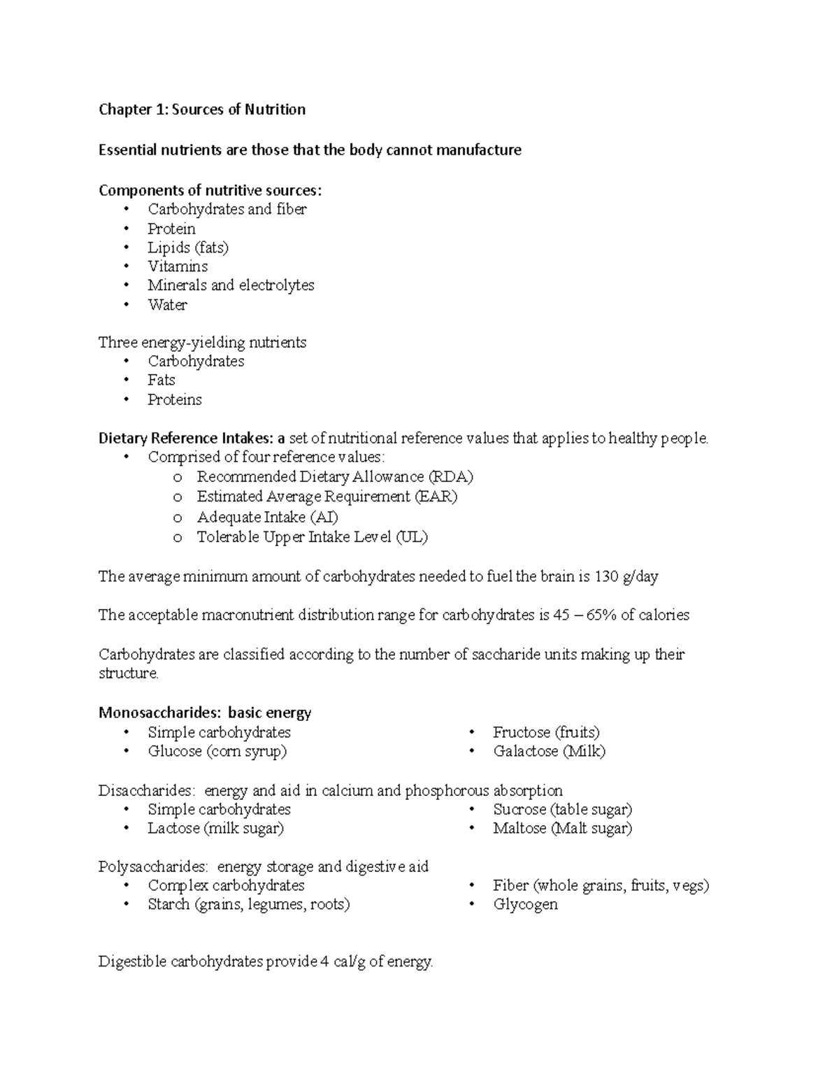 Nutrition ATI - Chapter 1: Sources of Nutrition Essential nutrients are ...
