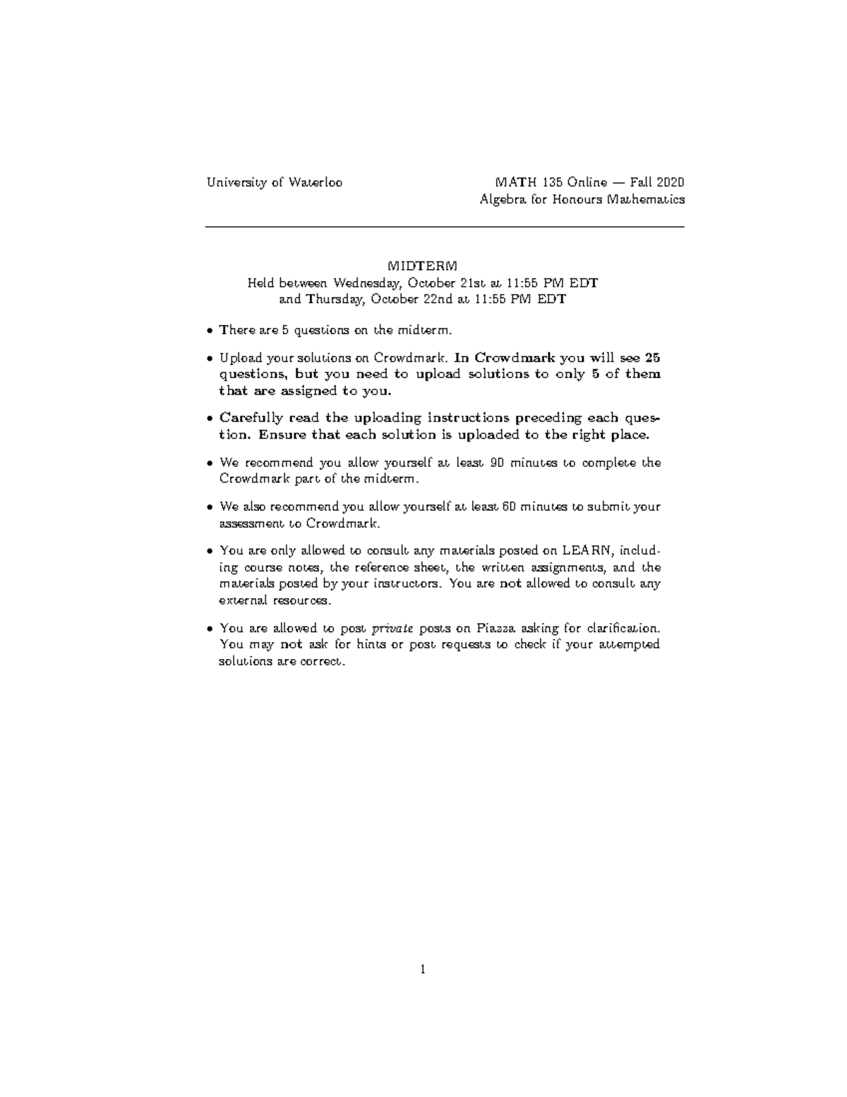 Fall2020 Midterm - University of Waterloo MATH 135 Online — Fall 2020 ...