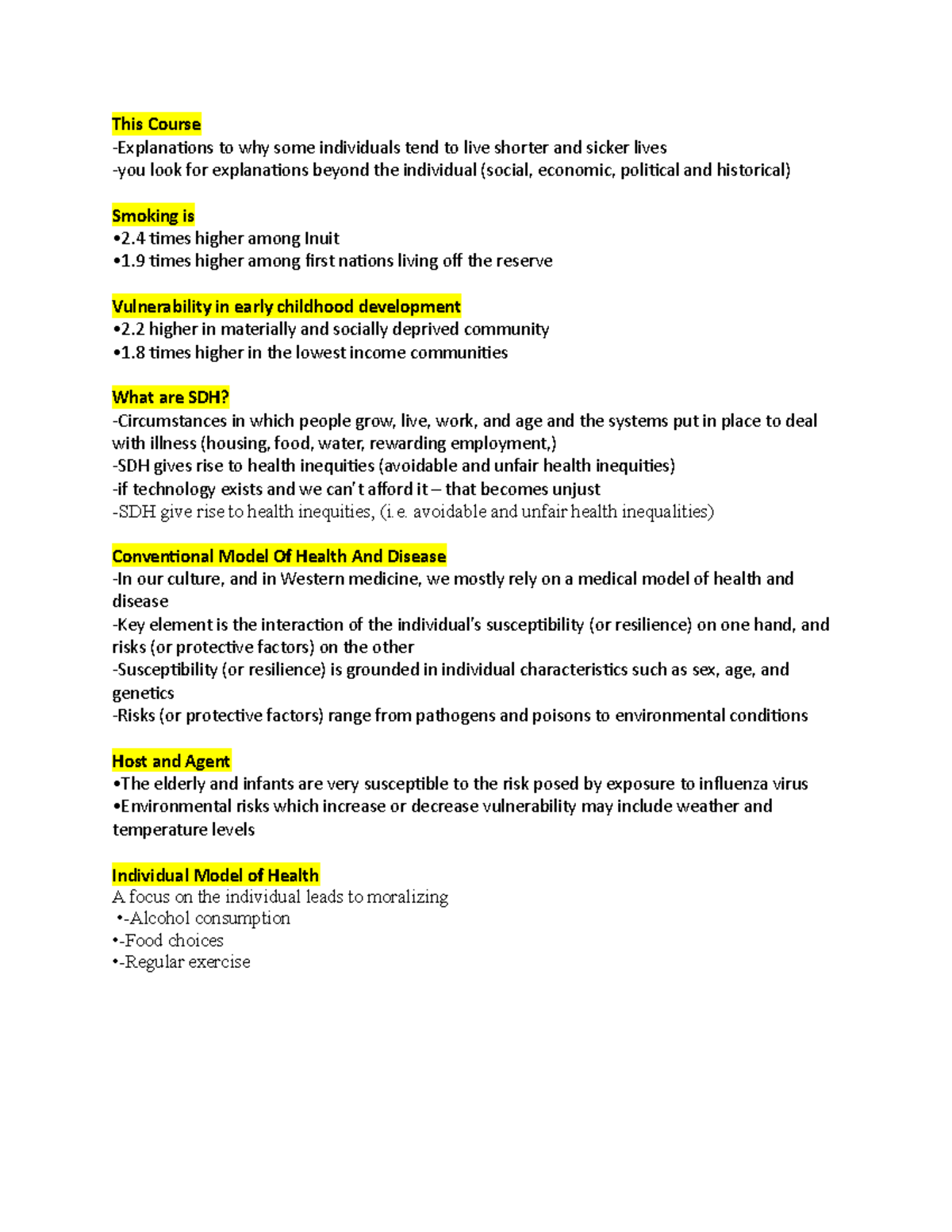 Health -1 - Lecture notes 1 - This Course -Explanations to why some ...