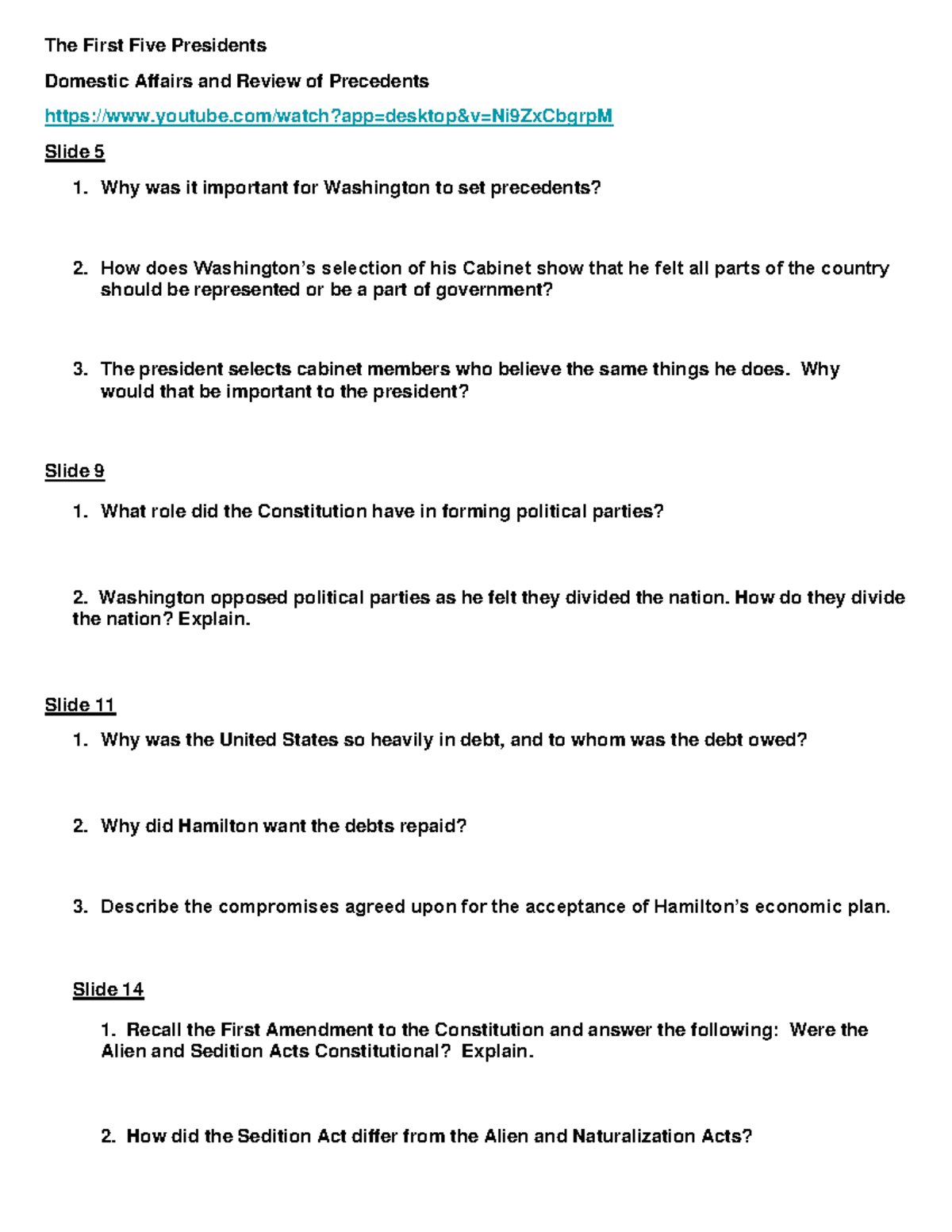 Kami Export - Slides document The First Five Presidents - The First ...