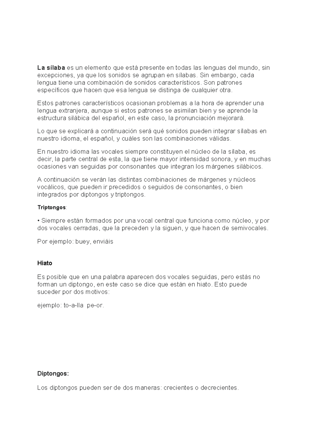 La estructura silabica - La sílaba es un elemento que está presente en ...