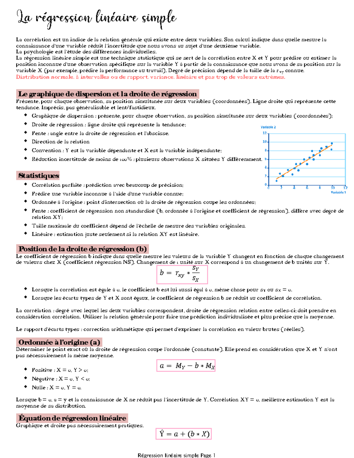 La régression linéaire simple, la causalité et l'erreur de prédiction ...