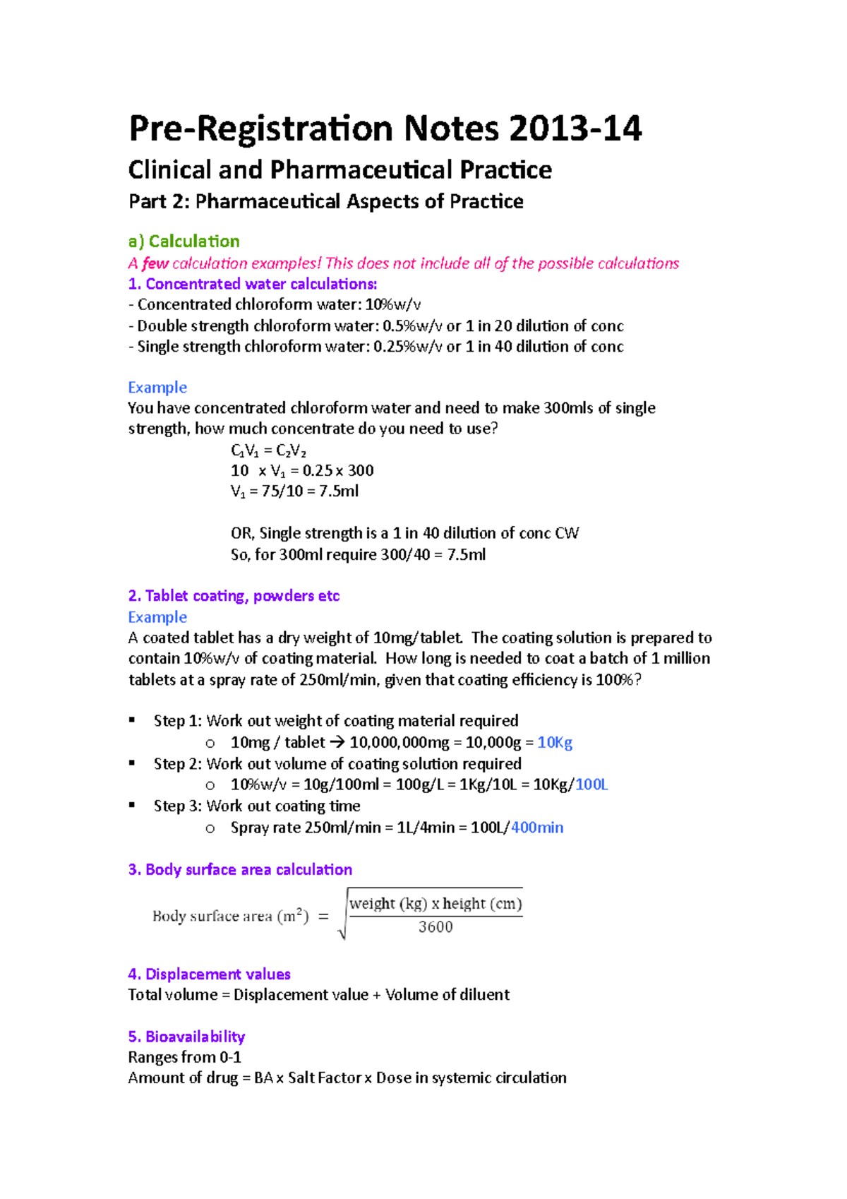 [Pro Pharm] Pharmaceutical - Pre-Registration Notes 2013- Clinical and ...