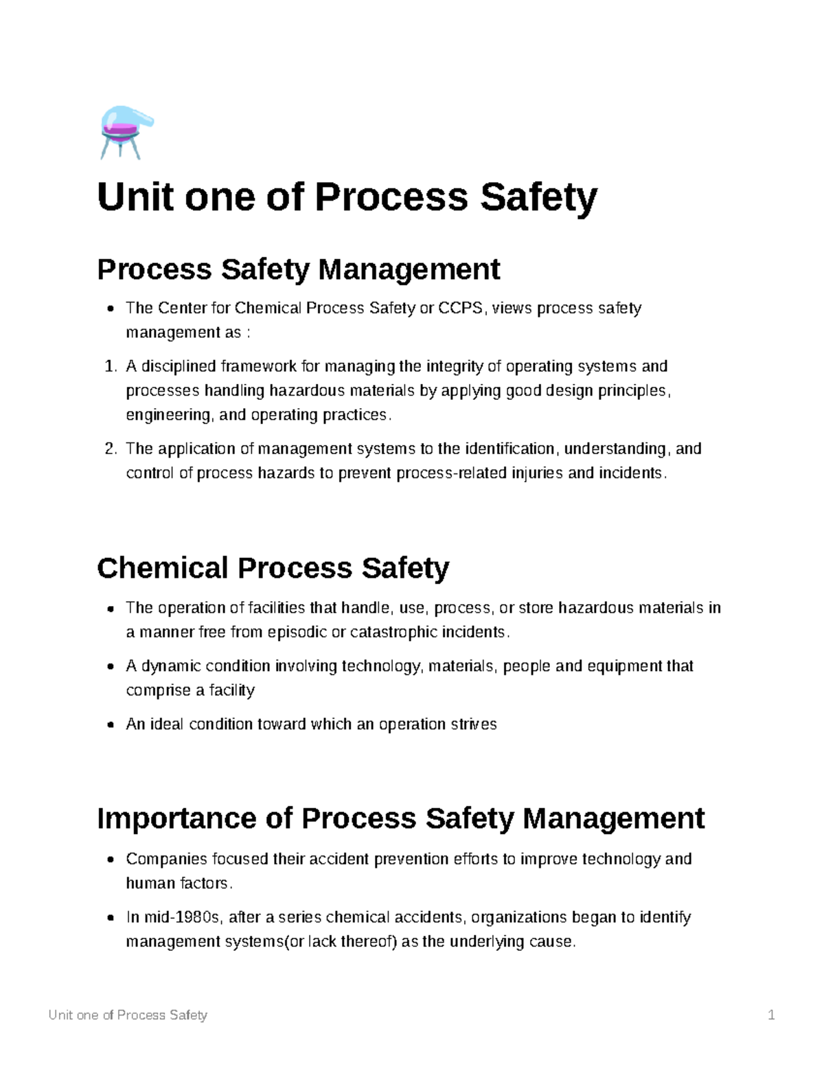 7773716 f-9af9-4986-9d57-bf2ddc2137b7 Unit one of Process Safety - ⚗ ...