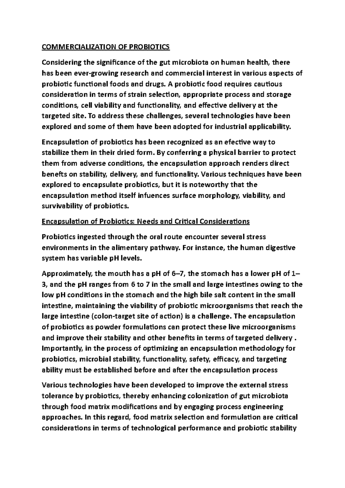 Commercialization of probiotic foods - COMMERCIALIZATION OF PROBIOTICS ...