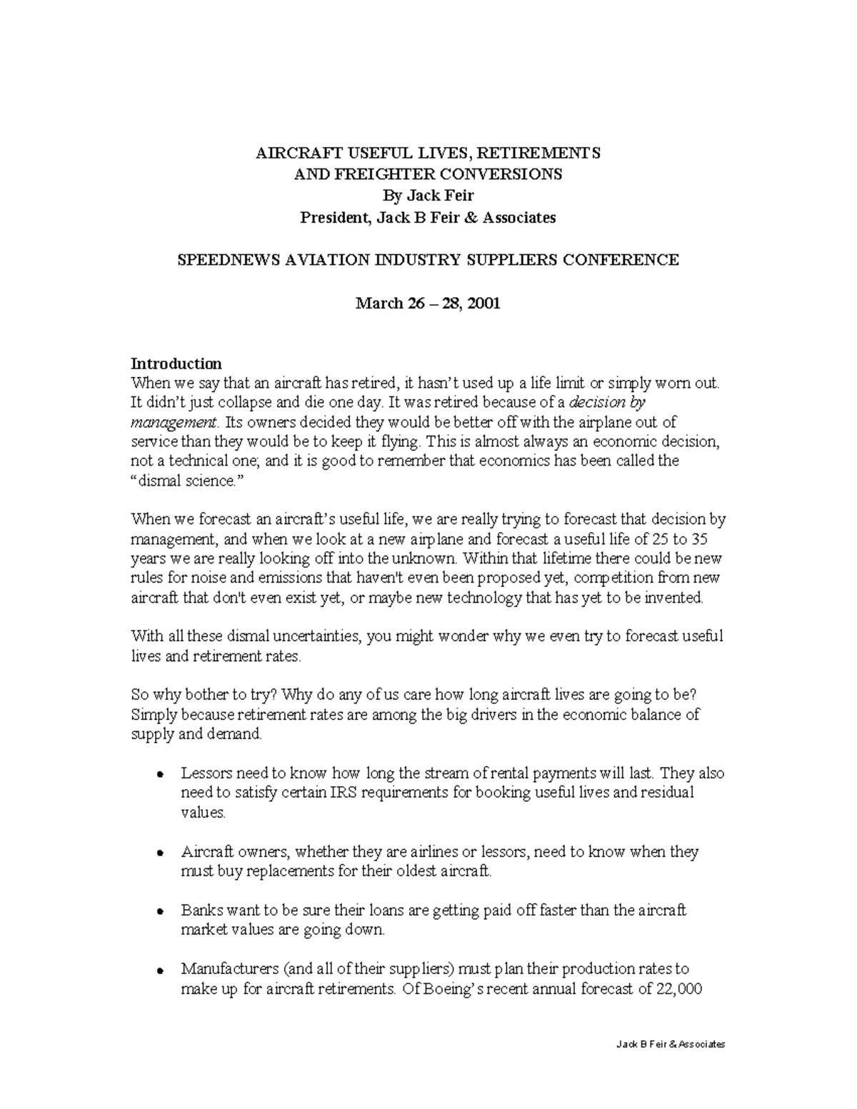 Aircraft Useful Lives - AIRCRAFT USEFUL LIVES, RETIREMENTS AND ...
