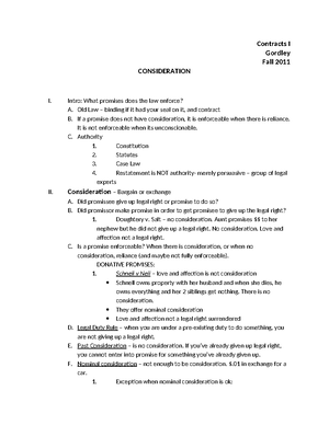Contracts TOC Checklist - Contracts Fall 2022 Professor Gordley ...