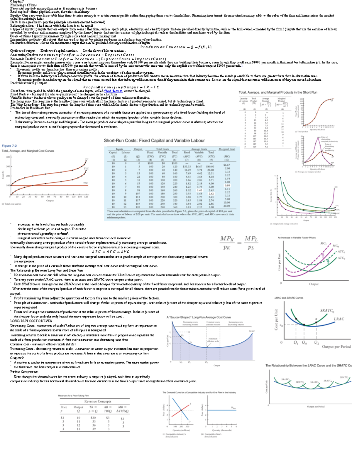 Cheat Sheet 2 - ec120 - Chapter 7 Financing of Firms Financial capital ...