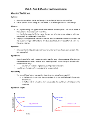 QCAA UNIT 3 and 4 Chemistry Flash Cards - Reversible Reactions ...