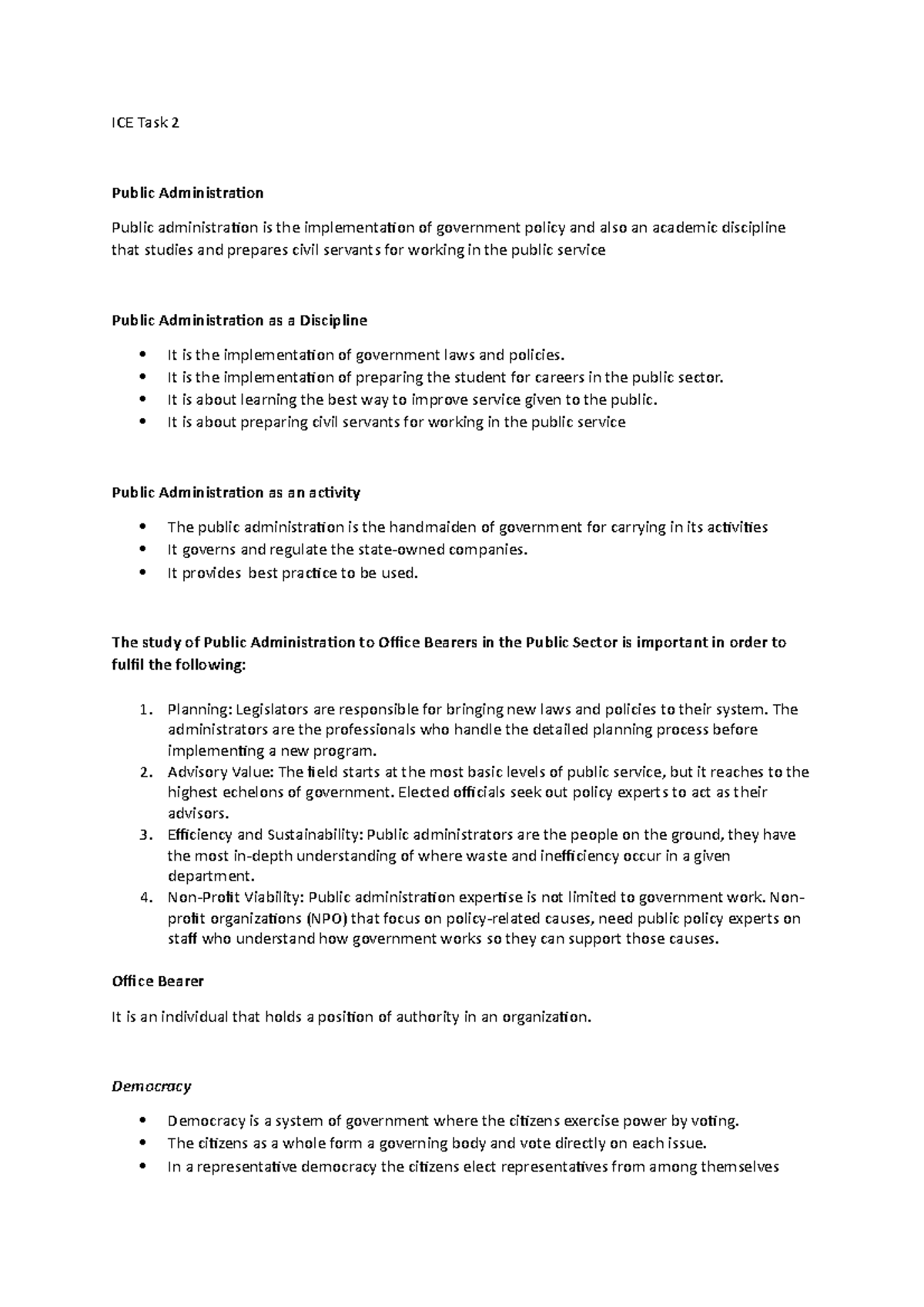 Public Administration exam practice answers - MRKT5211 - Studocu