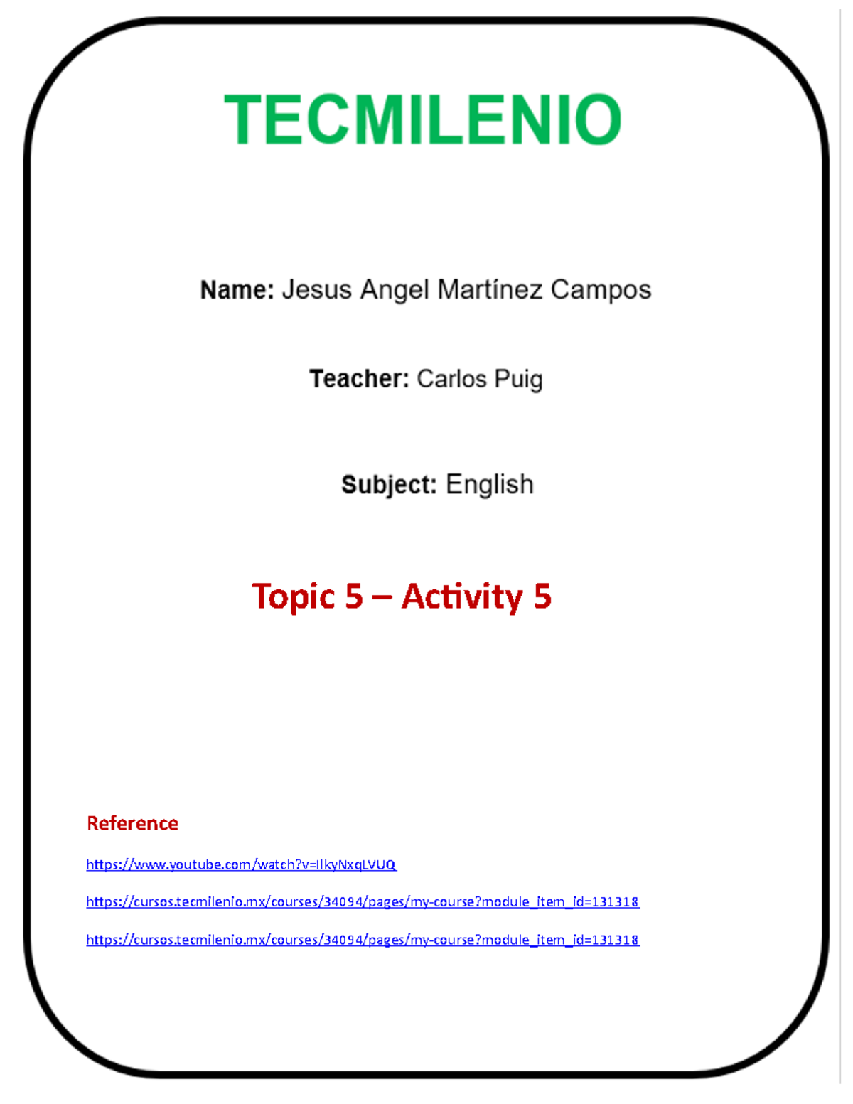 Topic 5 - Activity 5 - Ejercicio obligatorio - Topic 5 – Acivity 5 ...