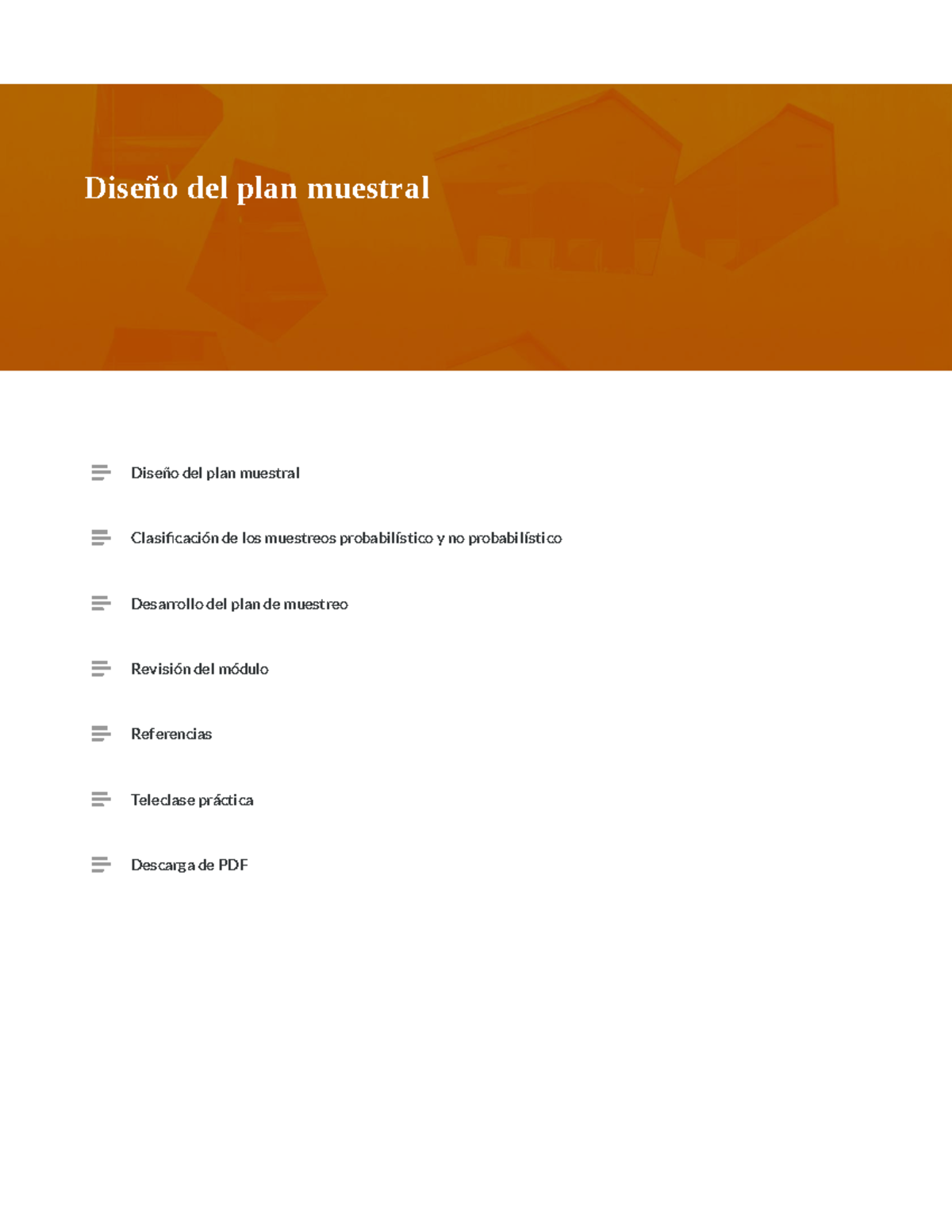 Diseño del plan muestral - Diseño del plan muestral Clasicación de los ...