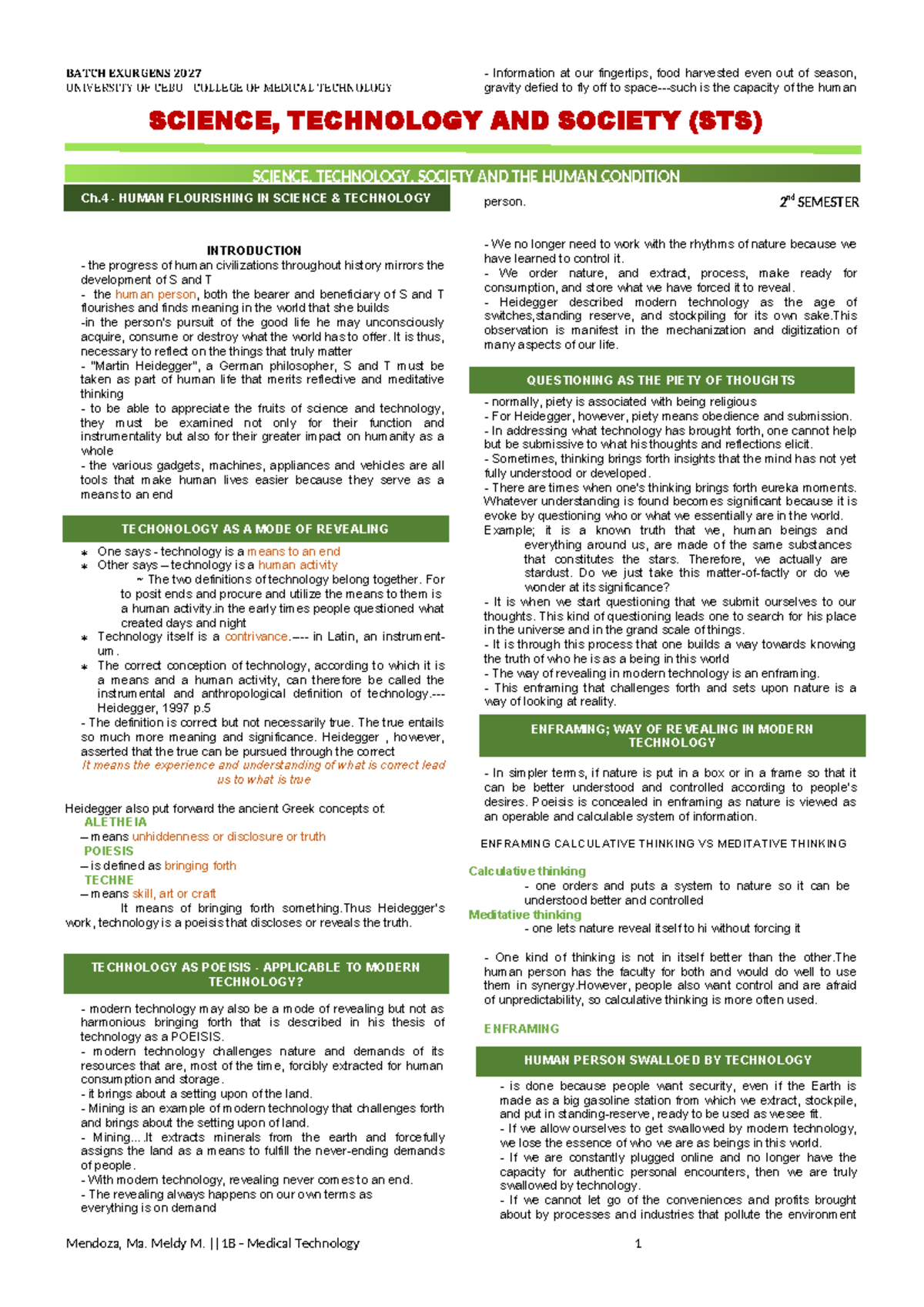 L4 - STS - NOTES - TECHONOLOGY AS A MODE OF REVEALING SCIENCE ...