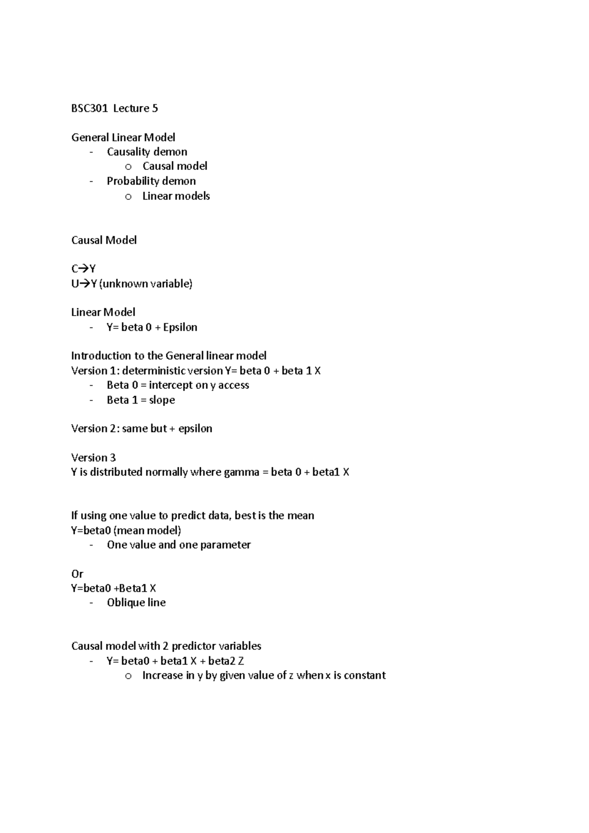 BSC302 Lecture 5 - ssdddd - BSC301 Lecture 5 General Linear Model ...