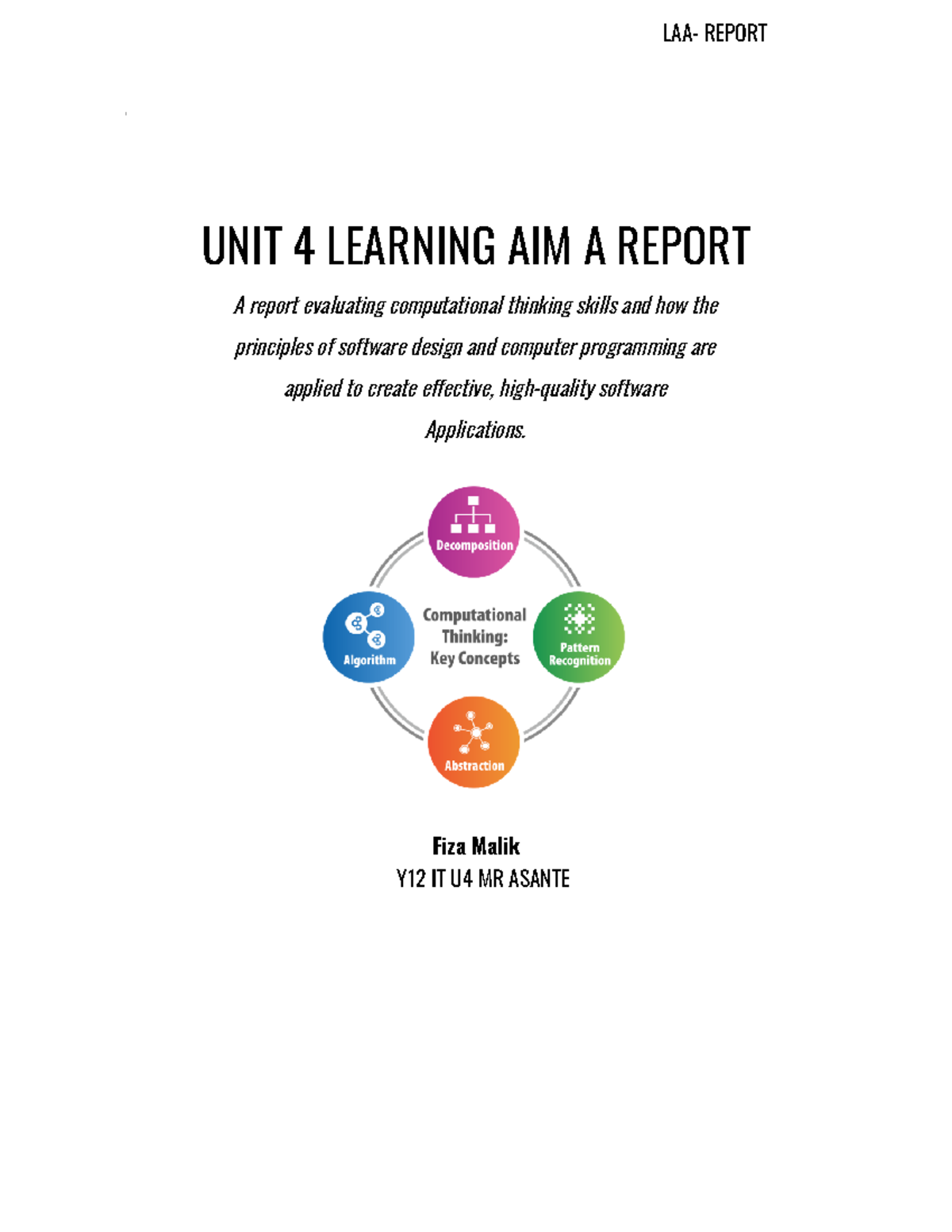 LAA Report- Unit 4 - This is assignment A from the 2021/22 series. Here ...