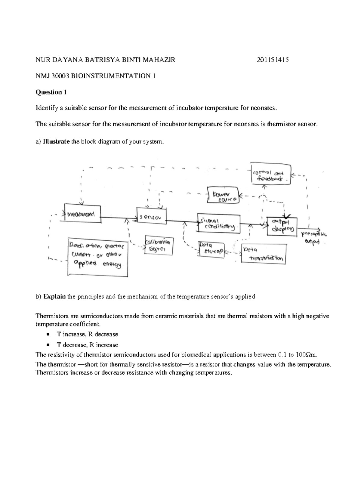 Assignment-NMJ30003 Bioinstrumentation 1-2011 51415 - NUR DAYANA ...