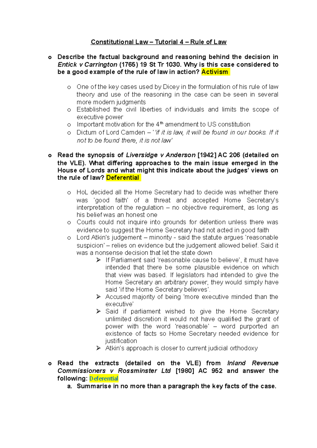 Constitutional Law – Tutorial 4 – Rule of Law - Constitutional Law ...